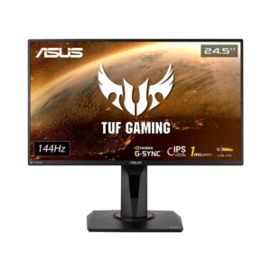 asus tuf gaming 25" 1080p monitor (vg259q) - full hd, ips, 144hz, 1ms, extreme low motion blur, speaker, adaptive-sync, g-sync compatible, vesa mountable, displayport, hdmi, height tilt adjustable