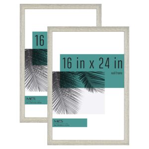 mcs studio gallery 16x24 poster frame gray woodgrain, vertical & horizontal wall hanging large picture frame for photos, posters & art prints (2-pack)