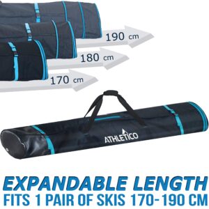 Athletico Dynamic Adjustable Length Ski Bag - Padded Ski Bag Adjusts from 170cm to 190cm