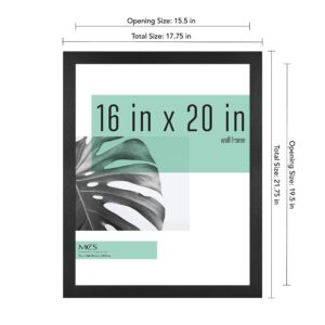 MCS Studio Gallery 16x20 Poster Frame Black Woodgrain, Vertical & Horizontal Wall Hanging Large Picture Frame for Photos, Posters & Art Prints (1-Pack)