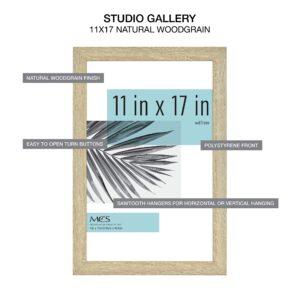 MCS Studio Gallery 11x17 Picture Frame Natural Woodgrain, Rectangle Photo Frame for Photos, Posters & Art Prints (1-Pack)