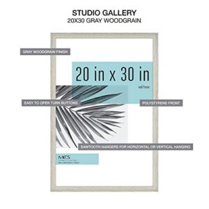 MCS Studio Gallery 20x30 Poster Frame Gray Woodgrain, Vertical & Horizontal Wall Hanging Large Picture Frame for Photos, Posters & Art Prints (2-Pack)