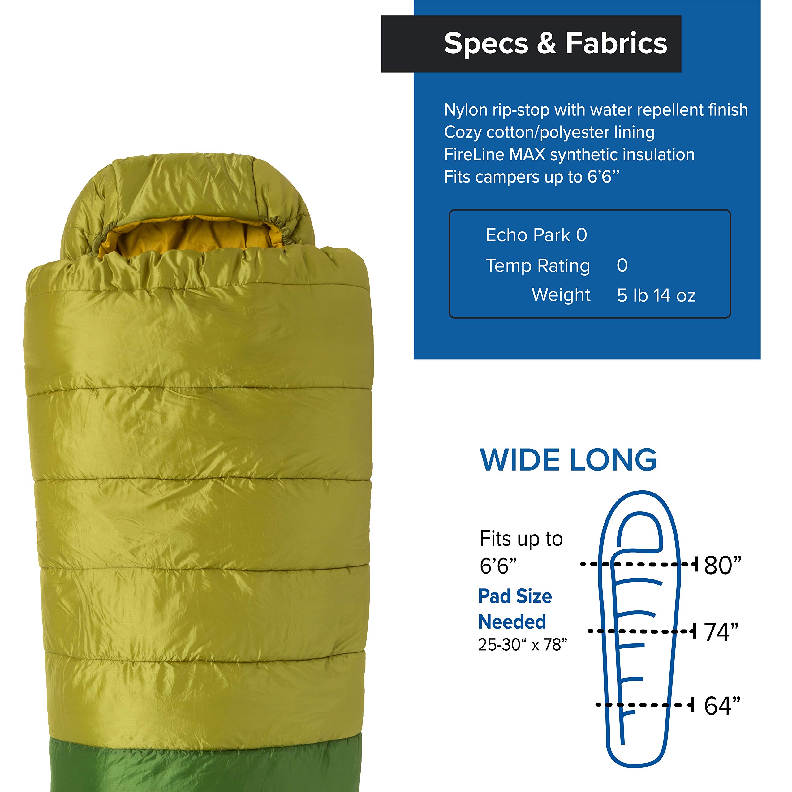 Big Agnes Echo Park (FireLine Max) Sleeping Bag, 0 Degree