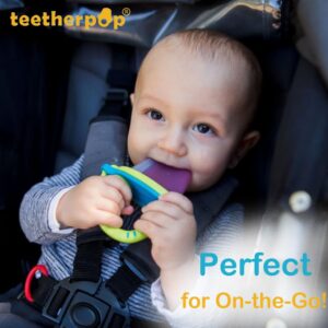 teetherpop - Fillable Silicone Teether for Breastmilk, Water, Purees & More, Baby Popsicle Teethers for Freezing Milk & Cooling Teething Relief (BlueLime/LimonTeal)