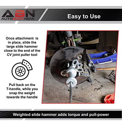 ABN Slide Hammer Puller Set - 5 lb Slide Hammer Axle and Hub Puller and Dent Remover Unit Auto Body Hammer Tool