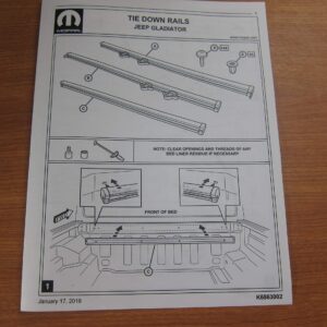 Mopar 2020 Jeep Gladiator Trail Rail System Tie Down Rails New OEM