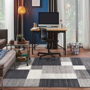 Rugshop Modern Boxes Design Non-Slip Area Rug 3'3" x 5' Gray