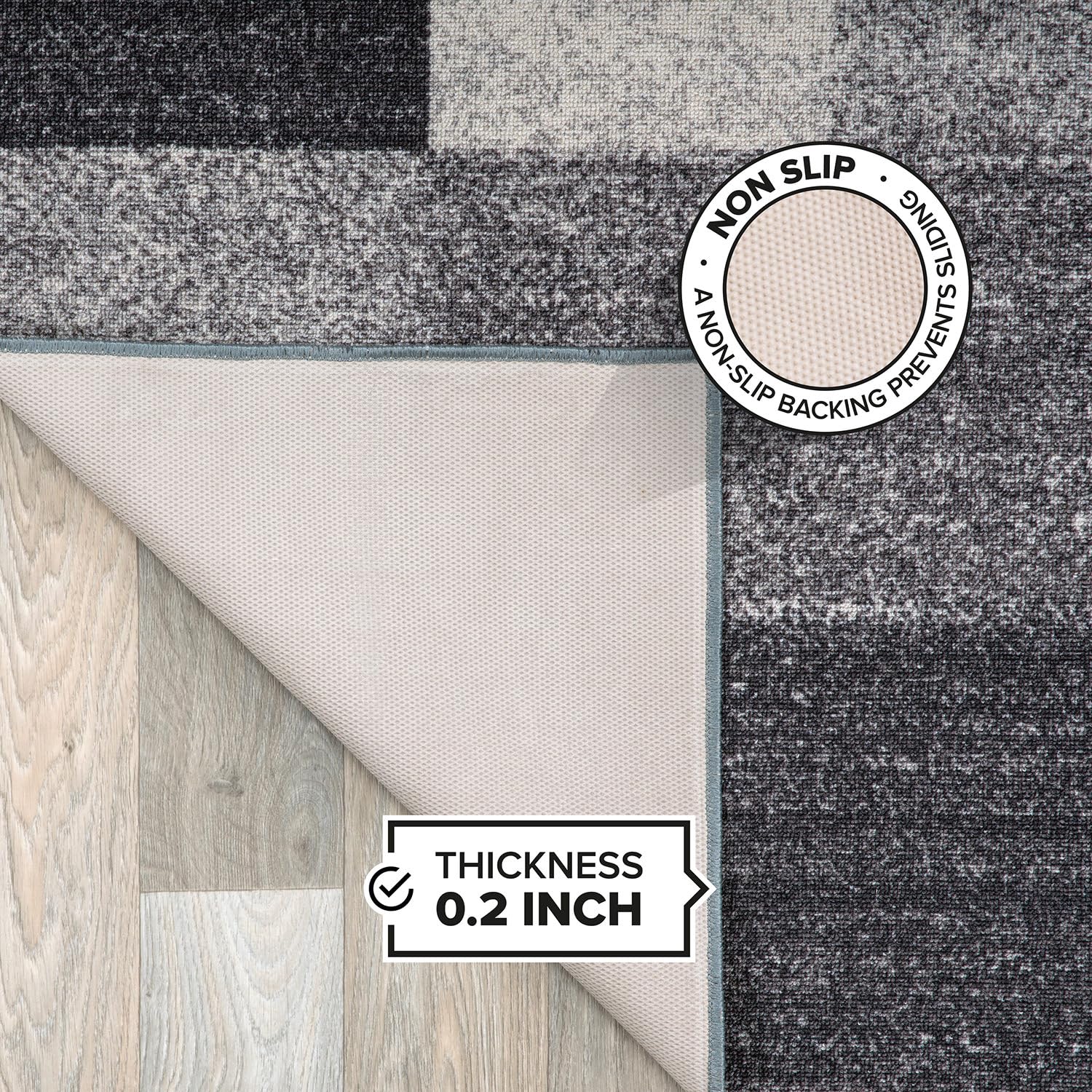 Rugshop Modern Boxes Design Non-Slip Area Rug 3'3" x 5' Gray