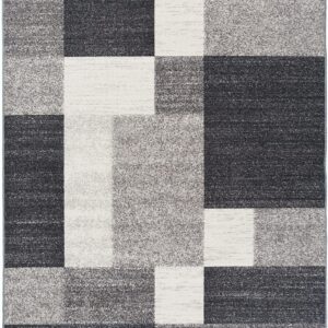 Rugshop Modern Boxes Design Non-Slip Area Rug 3'3" x 5' Gray