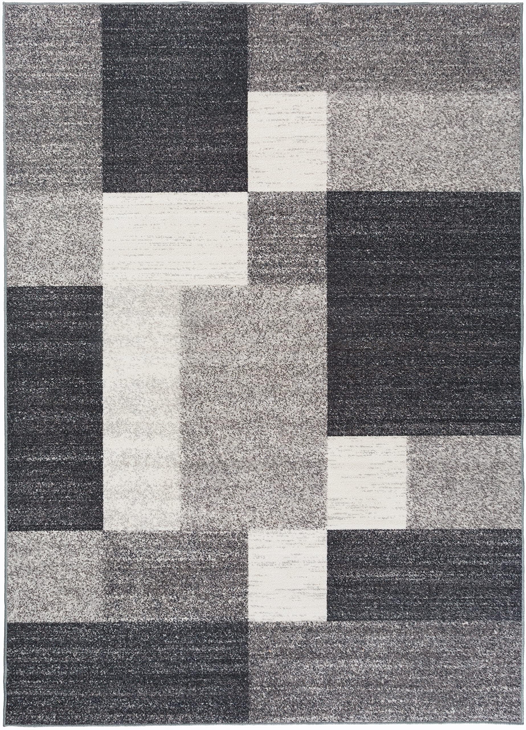 Rugshop Modern Boxes Design Non-Slip Area Rug 3'3" x 5' Gray