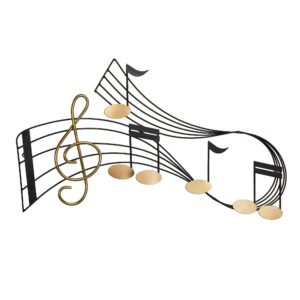 touch of class rhythm metal wall sculpture - black, gold - hanging music studio art - musical aesthetic for bedroom, living room, music studio, classroom, office, entryway