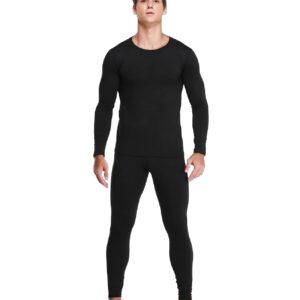 JZCreater Thermal Underwear for Men, Mens Long Johns Thermal Underwear Set, Winter Fleece Lined Base Layer Set for Cold Weather (Large, Black)