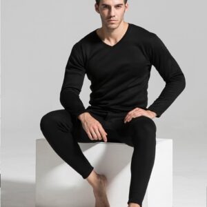 JZCreater Thermal Underwear for Men, Mens Long Johns Thermal Underwear Set, Winter Fleece Lined Base Layer Set for Cold Weather (Large, Black)