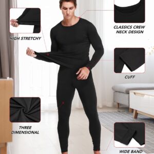 JZCreater Thermal Underwear for Men, Mens Long Johns Thermal Underwear Set, Winter Fleece Lined Base Layer Set for Cold Weather (Large, Black)