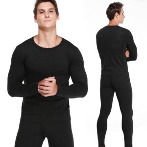 JZCreater Thermal Underwear for Men, Mens Long Johns Thermal Underwear Set, Winter Fleece Lined Base Layer Set for Cold Weather (Large, Black)