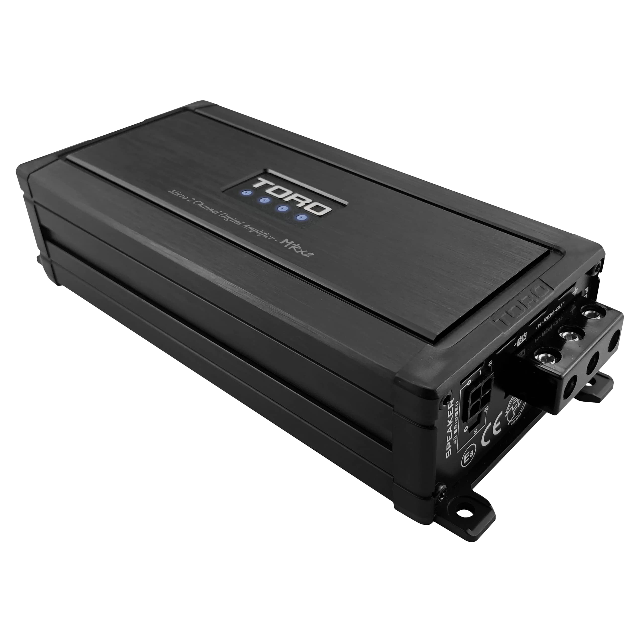 TORO TECH – MRx2, 110w x 2 RMS @ 4 Ohm – 150w x 2 RMS @ 2 Ohm Micro Sized Multi Channel Car Amplifier, Sound Quality Class D Design, Built-in Auto Sensing Turn-On, Full Range or Subwoofer Speaker