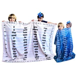 birdy boutique - double sided learning blanket® - sight words (dolch & fry list) teach over 150 words - cozy soft minky - great for early readers, homeschoolers, prek, kindergarten - 50" x 60"