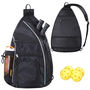 llywcm pickleball bag - pickleball bags for women men - pickleball backpack - travel pickleball paddle case, pickle ball bag for pickleball paddle tennis racket, pickleball sling bag(black)