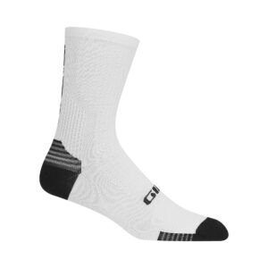 giro hrc+ grip unisex adult training & racing cycling crew socks - white/black (2021), large