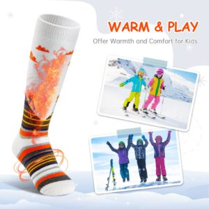 Cimkiz Ski Socks Kids Winter Warm Thermal Snow Socks, Skiing Snowboarding Skating for Toddler Boys and Girls (2 Pairs or 3 Pairs)