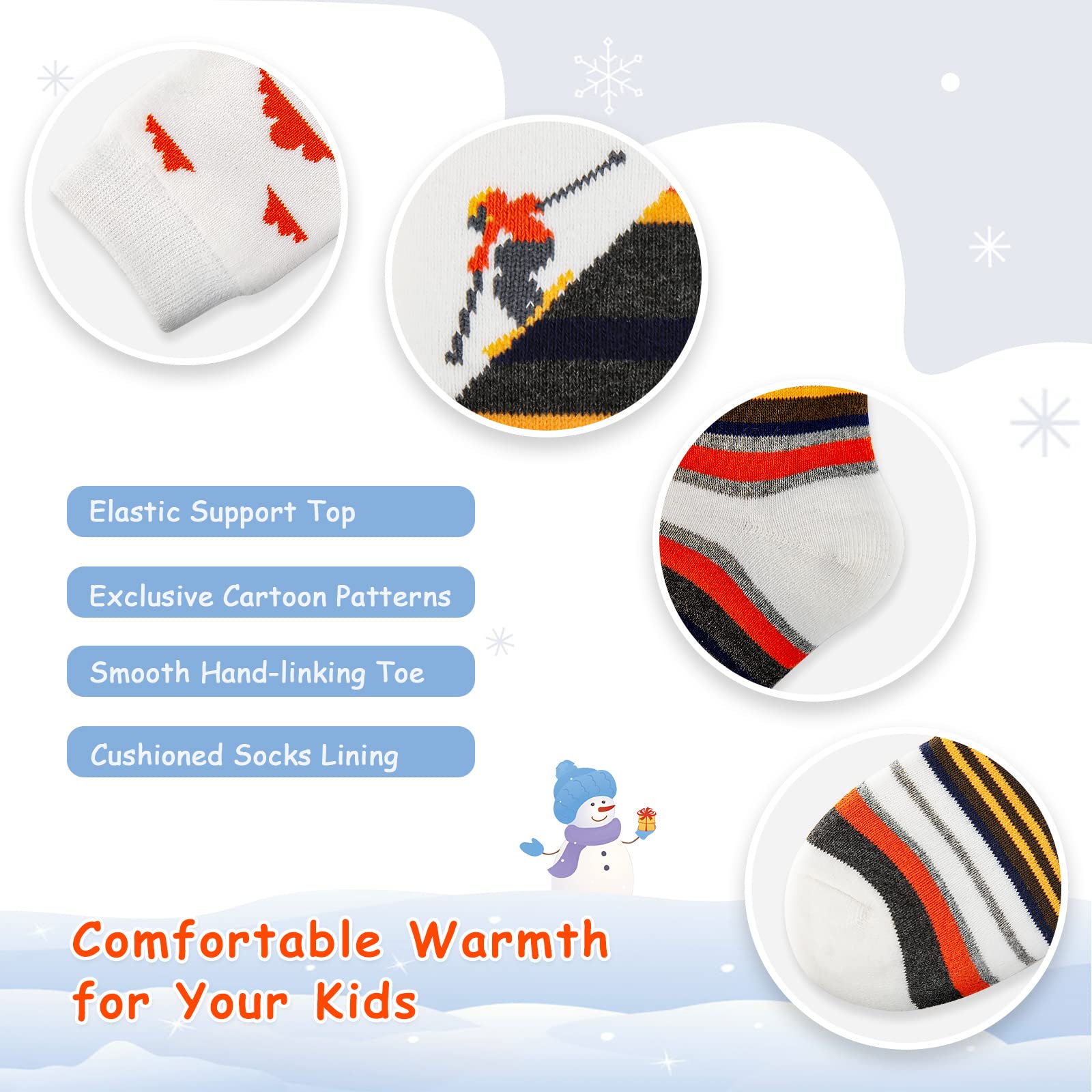 Cimkiz Ski Socks Kids Winter Warm Thermal Snow Socks, Skiing Snowboarding Skating for Toddler Boys and Girls (2 Pairs or 3 Pairs)