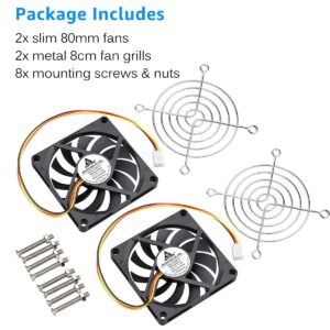 GDSTIME Quiet 80mm Fan, 12V 3PIN 80mm x 80mm x 10mm Brushless DC Fan for CPU Coolers