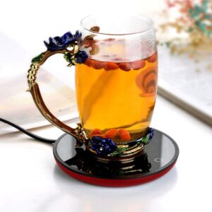 Fdit Beverage Warmer Plate Desktop Heated Coffee Tea Waterproof Touch for Coffee Tea Milk(US-Red)