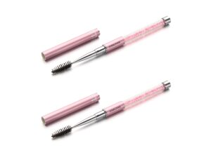 josalinas 2pcs mascara brushes eyebrow eyelash brushes mascara wands applicators eye brushes portable cosmetic brushes with cap for travel, pink