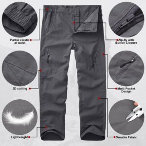 Kids' Cargo Pants, Youth Boys' Hiking Casual Outdoor Quick Dry Boy Scout Uniform Pants #9030-Grey-L