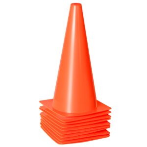 12 inch traffic training sports cones, [10 pack] orange safety cones, soccer basketball cones for drills, plastic marker cones for indoor/outdoor activity & festive events