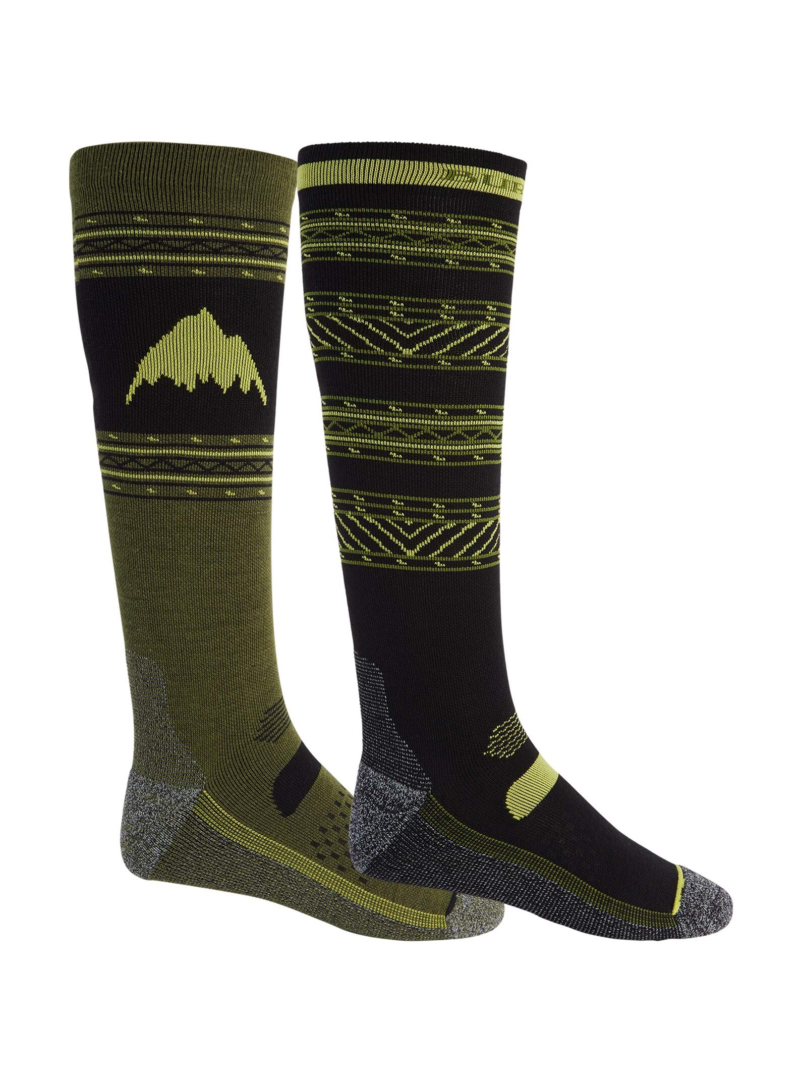 Burton Mens Performance Lightweight Sock 2Pk, True Black/Martini Olive, Small