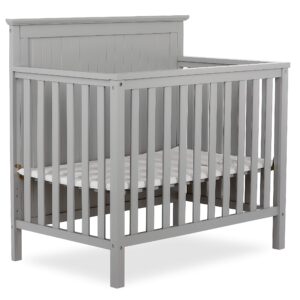 dream on me ava 4-in-1 convertible mini crib in pebble grey, 635-pg, greenguard gold certified, non-toxic finish, comes with 1" mattress pad, with 3 mattress height settings