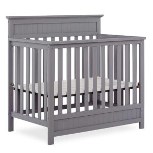 dream on me harbor 4-in-1 convertible mini crib in storm grey, greenguard gold certified