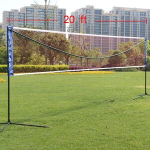 Sports God Portable Large Volleyball Badminton Tennis Net with Carrying Bag Stand/Frame (20 ft)