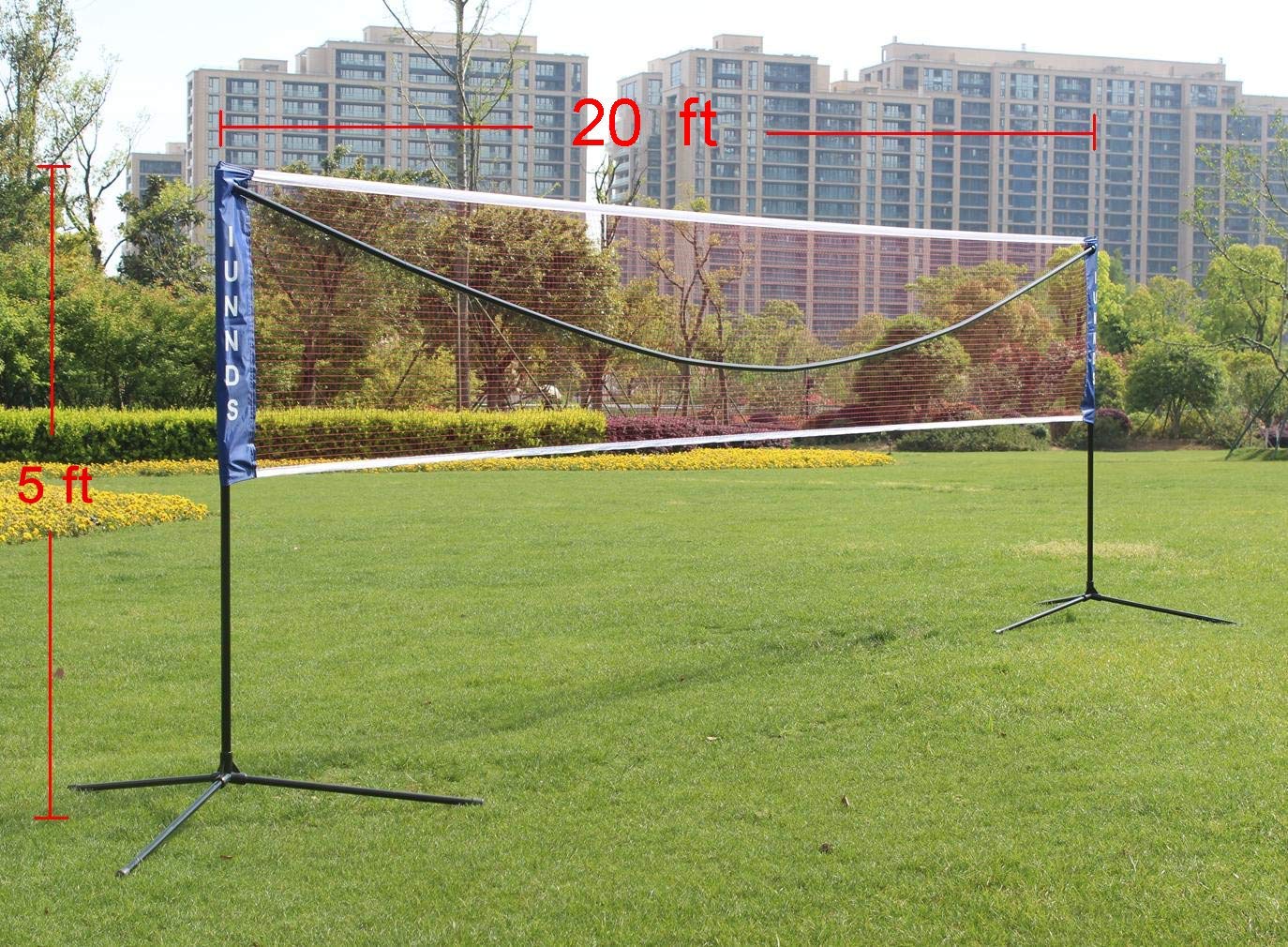 Sports God Portable Large Volleyball Badminton Tennis Net with Carrying Bag Stand/Frame (20 ft)