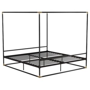 cosmoliving by cosmopolitan cosmoliving celeste canopy metal, king size frame, black/gold bed