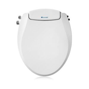 brondell swash bidet toilet seat, non-electric, dual temperature, fits round toilets, white – dual nozzle system – with easy installation