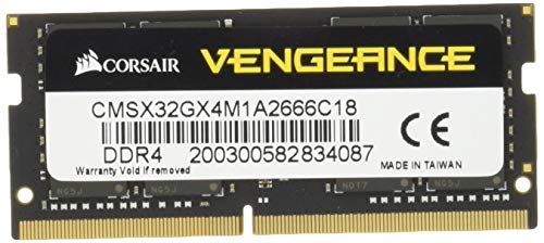 Corsair Vengeance SODIMM 32GB (1x32GB) DDR4 2666 C18 1.2V for Intel 9th & 10th Gen Systems, Black