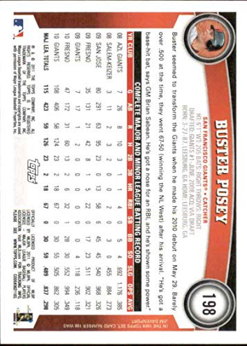 2011 Topps #198a Buster Posey San Francisco Giants All-Rookie Team MLB Baseball Card NM-MT