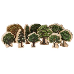 the freckled frog-ff472 trees of all seasons - set of 10 - ages 2+ - wooden tree blocks for toddlers - includes different tree species in winter, summer, autumn and spring - double-sided