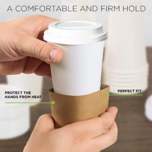 PrepStor Disposable Coffee Cups with Lids 16 oz – Pack of 50, Cold/Hot Beverage Paper Cups with Sleeves