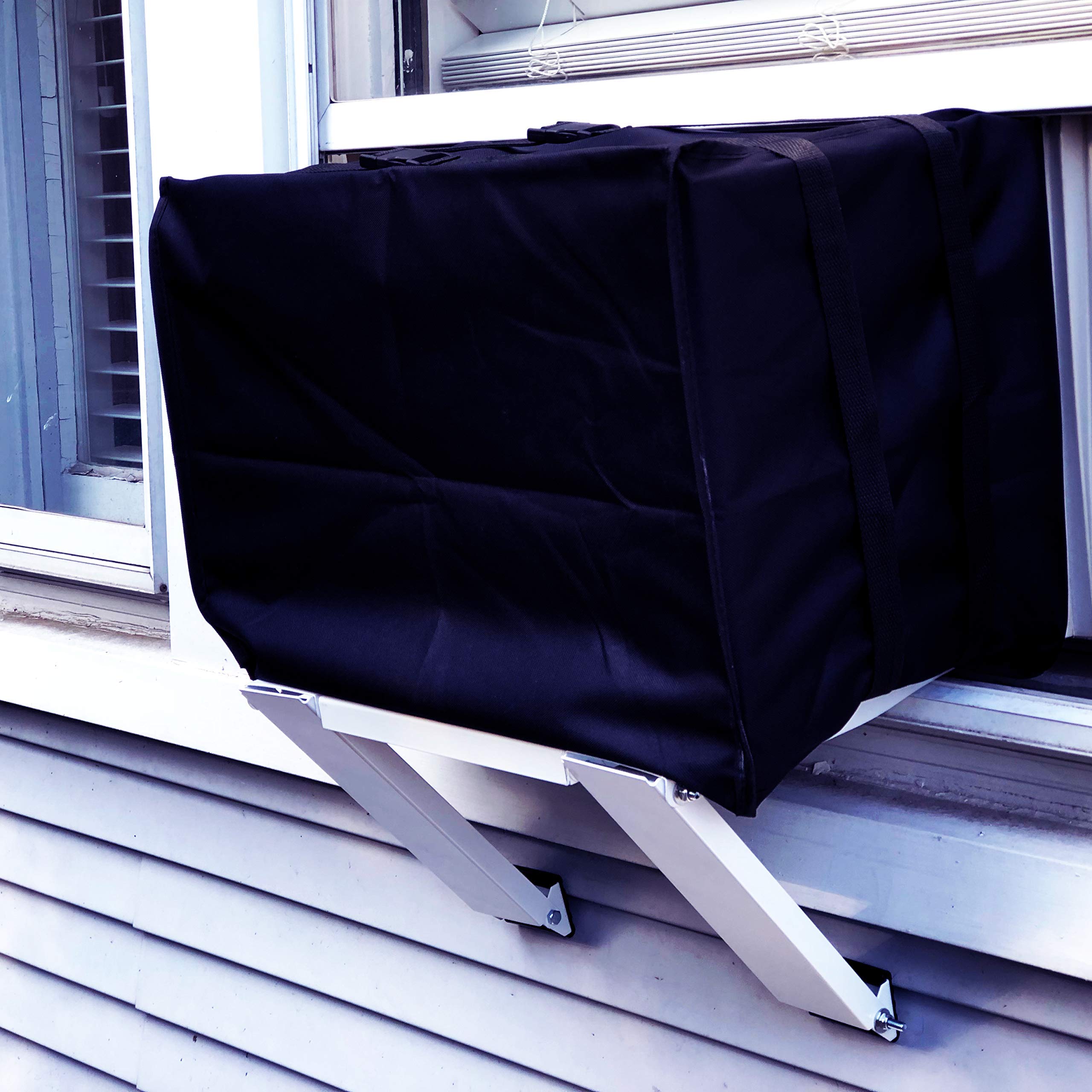 ALPINE HARDWARE Outdoor Window AC Covers [Window Air Conditioner Protection Cover] (Black, 19" H x 27" W x 25" D)