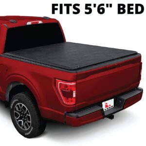 LEER ROLLITUP | Compatible with 2015-2023 Ford F-150 with 5.6' Bed | Soft Roll Up Truck Bed Tonneau Cover | 4R112 | Low-Profile, Sturdy, Easy 15-Minute Install (Black)