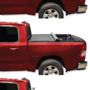 LEER ROLLITUP | Compatible with 2015-2023 Ford F-150 with 5.6' Bed | Soft Roll Up Truck Bed Tonneau Cover | 4R112 | Low-Profile, Sturdy, Easy 15-Minute Install (Black)