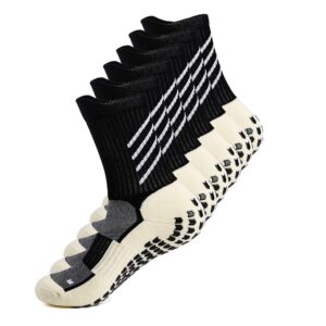 anti-slip sock men women non-slip soccer basketball tennis sport sock grip non skid slipper sock yoga football black m 3p