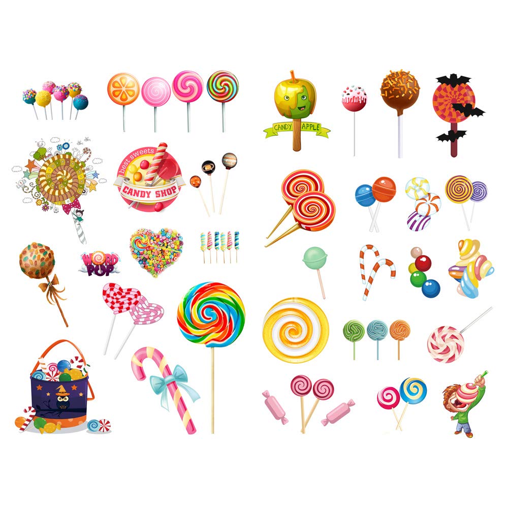 Seasonstorm Colorful Lollipop Candy Aesthetic Diary Travel Journal Paper Stickers Scrapbooking Stationery Sticker Flakes Art Supplies (PK460)