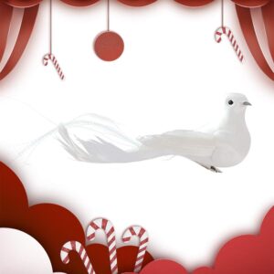 TRRAPLE Artificial Feather Birds, Foam Doves with Clips Simulation Feather White Birds Craft Piegons for DIY Craft Home Ornaments Garden Wedding Christmas Tree Decor 12 Pcs