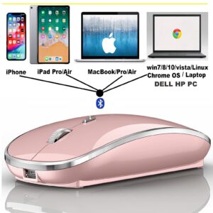 Bluetooth Mouse for iPad pro iPad Air Mac MacBook Pro MacBook Air MacBook Wireless Mouse Laptop Chromebook Win8/10/11 HP DELL PC (Pink)