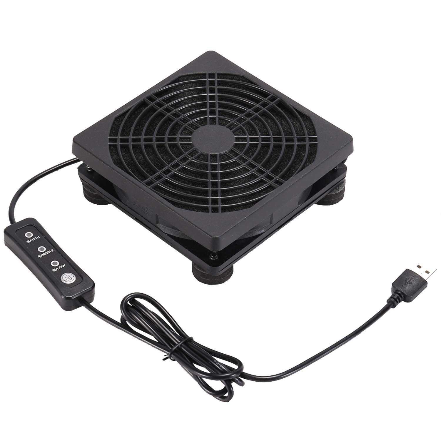 Upgraded 120mm 5V USB Powered PC Router Fan with Speed Controller High Airflow Cooling Fan for Router Modem DVR Playstation TV Box and Other Electronics