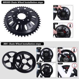 BAFANG Chainring Wheel for BBS01 BBS02 Mid Drive,52T Ebike Chain Ring with Guard for Mid Mount Motor, Chainwheel for Electric Bike Conversion Kits Durable Aluminium Bike